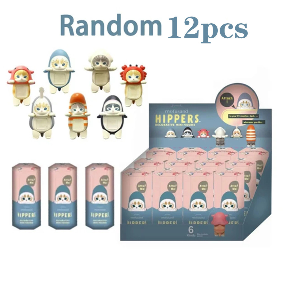 12PCS New Sonny Angel & Mofusand Blind Box Hippers Mini Figure Shark ...
