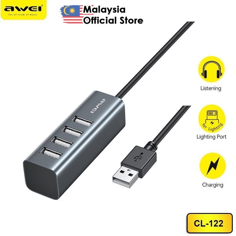 Awei CL-122 USB Hub Convertor Adapter Multi USB Type-C Awei CL-122T OTG ...