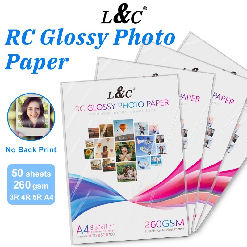 L&C Photo Paper 260gsm RC Photo Paper Glossy A4 5R 4R 3R Size Resin ...