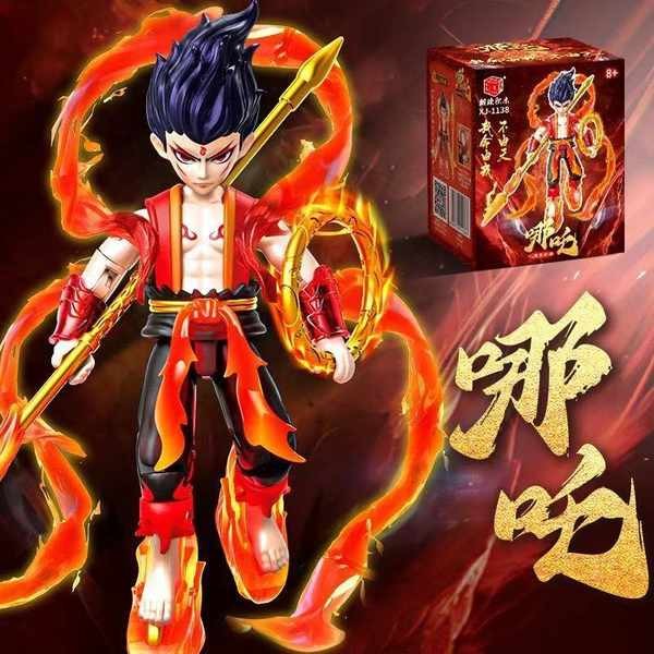 nezha 哪吒盲盒 Blok bangunan Nezha, boneka yang boleh dipasang dengan ...