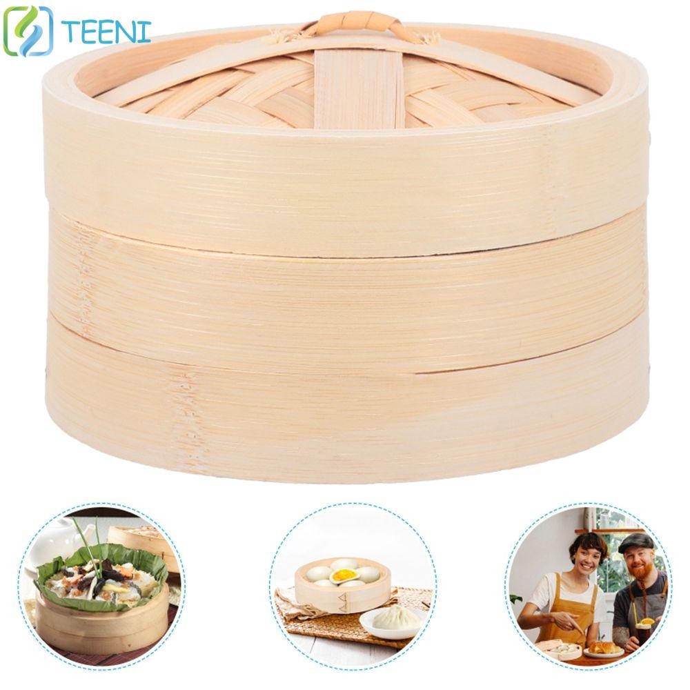 TEENI Bamboo Steamer Kitchen Tools Set Chinese Dumplings Makes Tasty ...