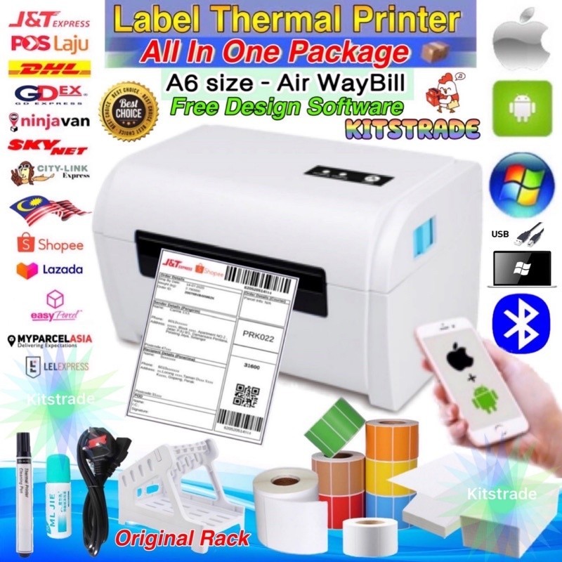 Thermal Printer Waybill A6 AWB Barcode Receipt Price Tag 多用途热敏打印机 ...