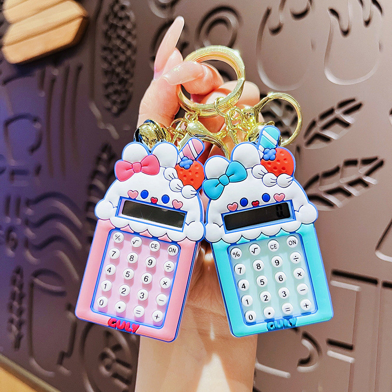 Creative Cartoon Strawberry Rabbit Calculator Keychain Cute Labyrinth ...