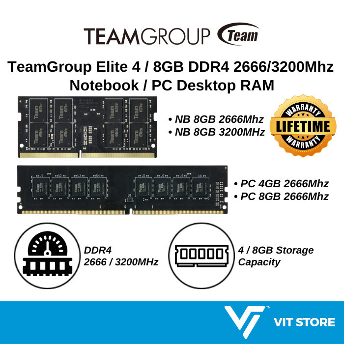 Kumpulan Pasukan Elite U-DIMM RAM DDR4 4GB / 8 GB | 2666 / 3200 MHz ...