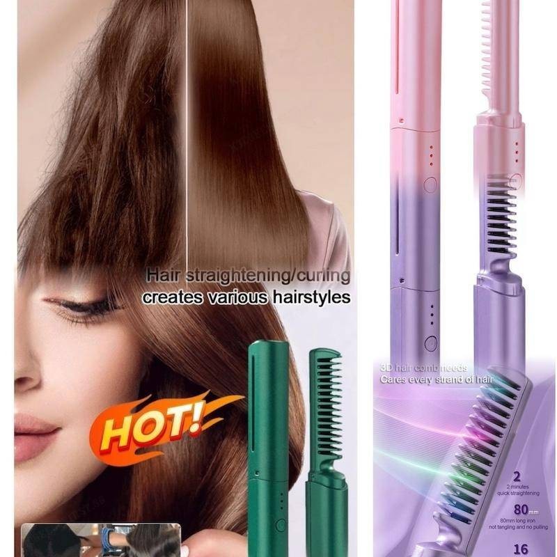 Cordless straightening comb, fast heating anion hot comb without hair ...