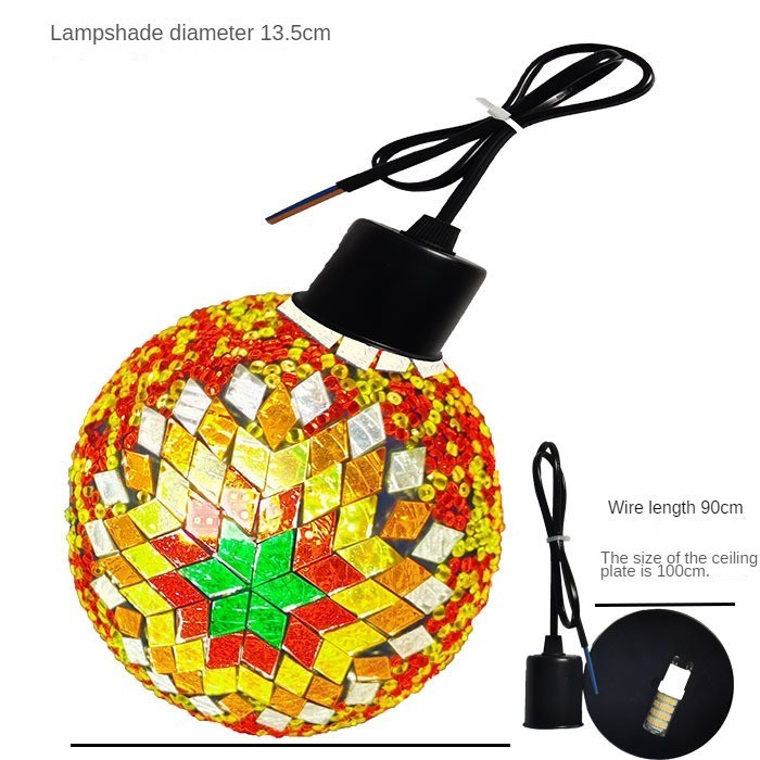 Turkish Mosaic Pendant Light Colorful Round Mosaic Ceiling Lam ...