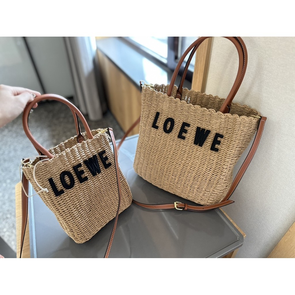 L-new Straw Cabbage Basket Handbag, Leather Shoulder Strap, Combination ...
