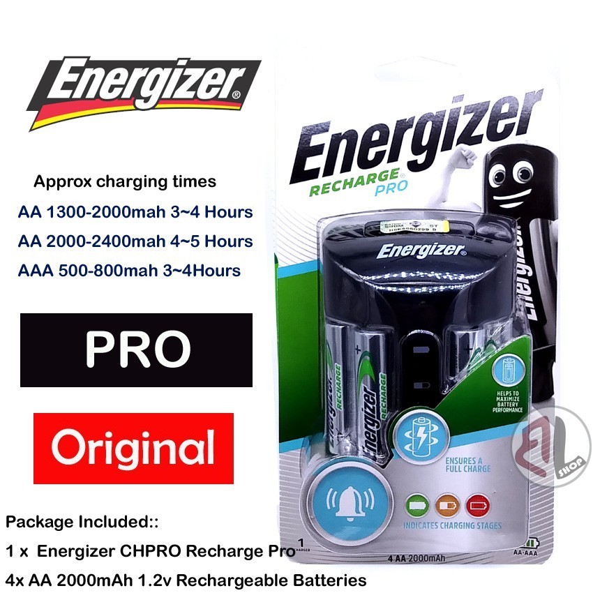 Official Energizer CHPRO Recharge Pro & Includes 4x AA Rechargeable ...