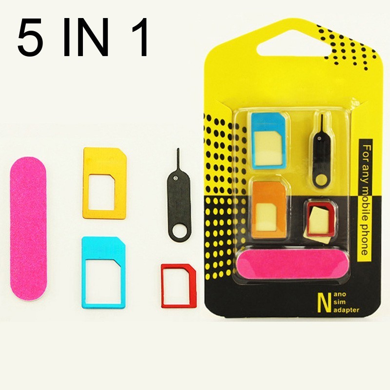 5 In 1 Nano Sim Card To Micro Sim Card Standard Adapter Converter Eject ...