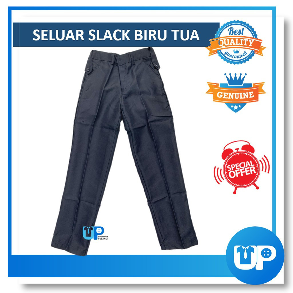 Seluar Slek Kerja Biru Tua Licin Dark Blue Slack Pants Office Wear ...