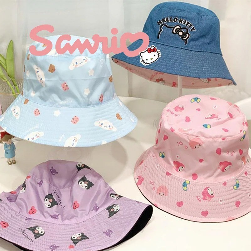 Double-Sided Hat Kawaii Kuromi Anime Melody Kuromi Cute Cartoon Bucket ...