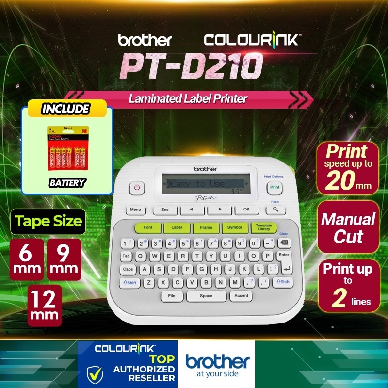 Brother P-Touch PT-D210 Portable Label Maker Printer Laminated Sticker ...