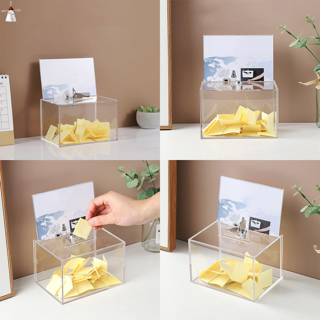 Acrylic box Transparent with key Questionnaire box Height 100mm Width ...