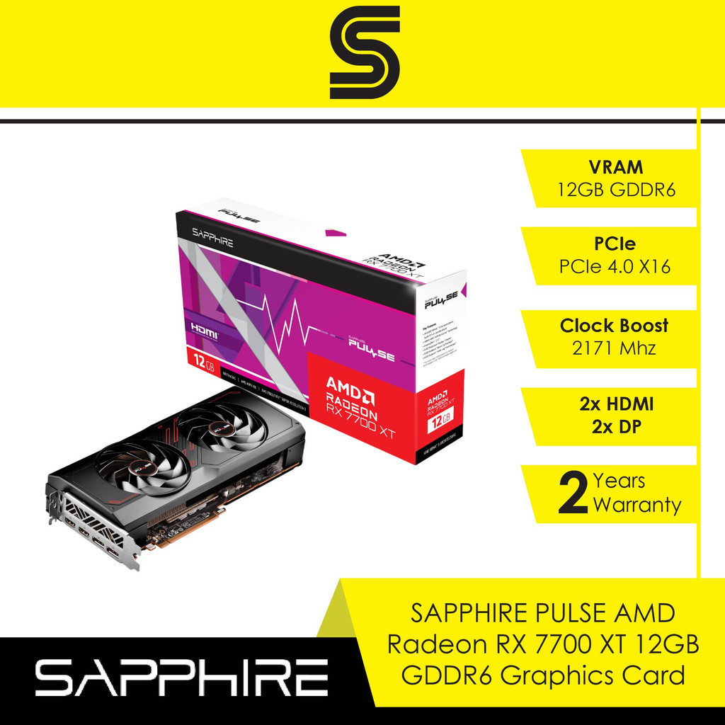 SAPPHIRE PULSE AMD Radeon RX 7700 XT 12GB GDDR6 Graphics Card | Shopee ...