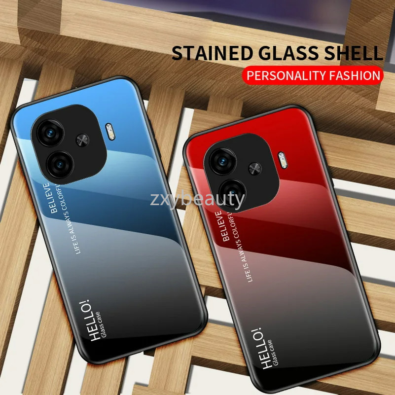 Casing For IQOO Z9 Z9X Turbo 5G 4G 2024 Case Gradient Tempered Glass ...