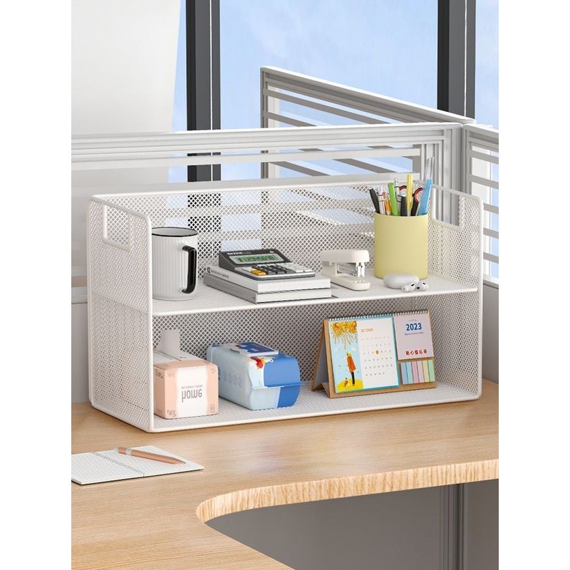 Office Desktop Shelf Desk Layered Organizer Storage Box Work Placement ...