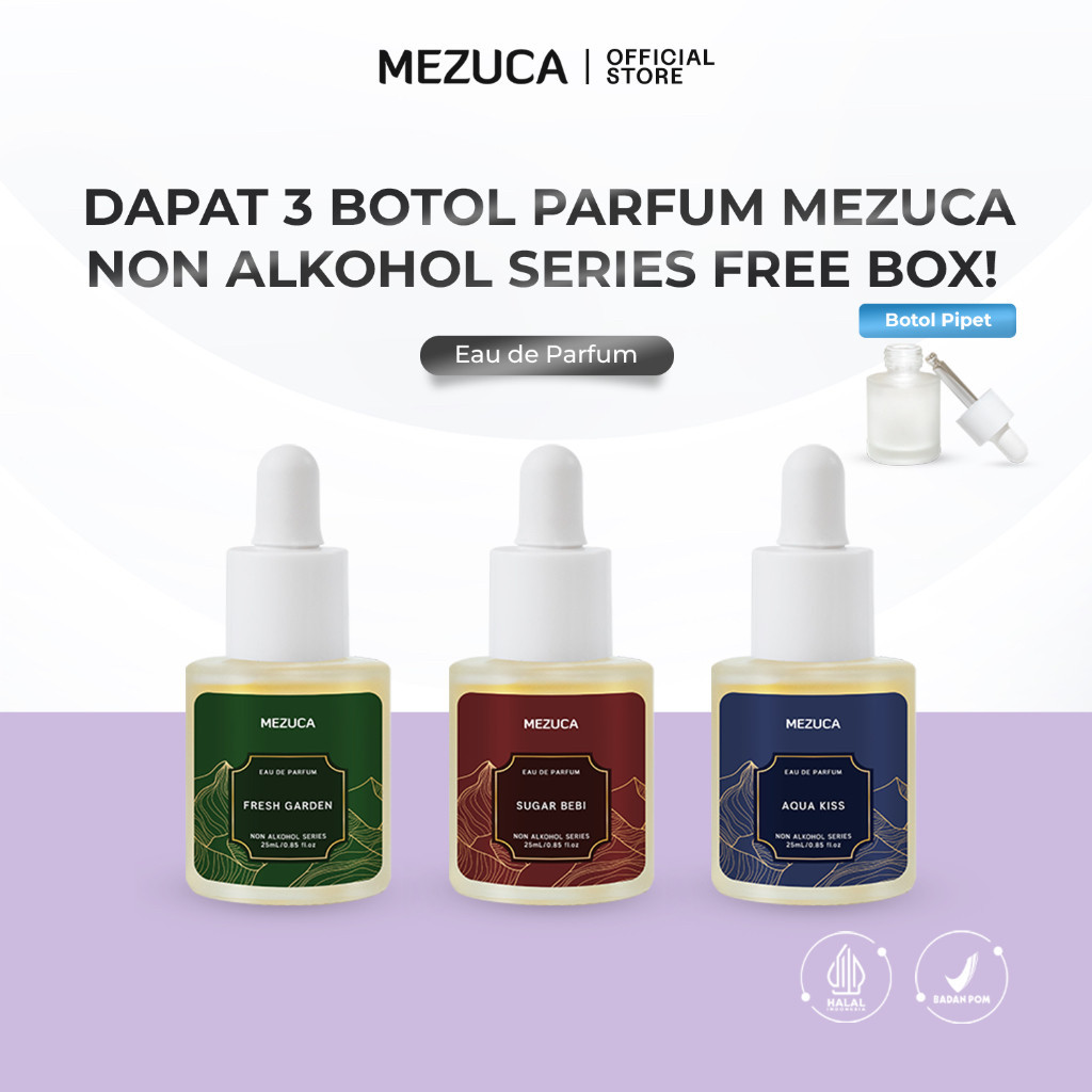 Dapat 3 Parfum Mezuca Non Alkohol Series 20mL Free Box Eau de Perfume ...