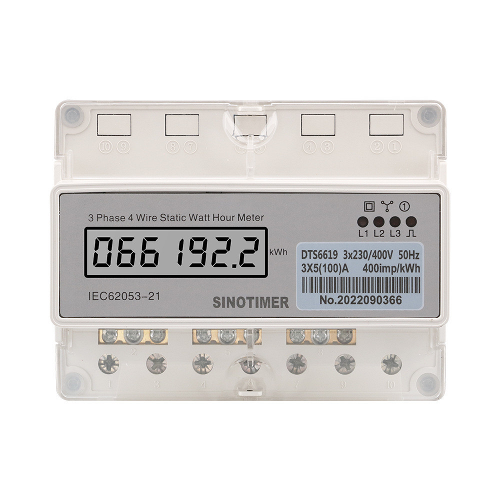 Three Phase 4 Wires Electricity Meter Digital Wattmeter Electric Consumption Meter KWH Din Rail ...