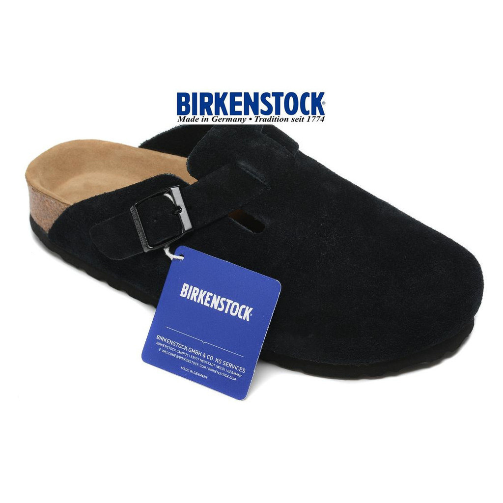 Birkenstock Black Narrow Toe Suede Soft Sole Toe Cover Casual Leather ...