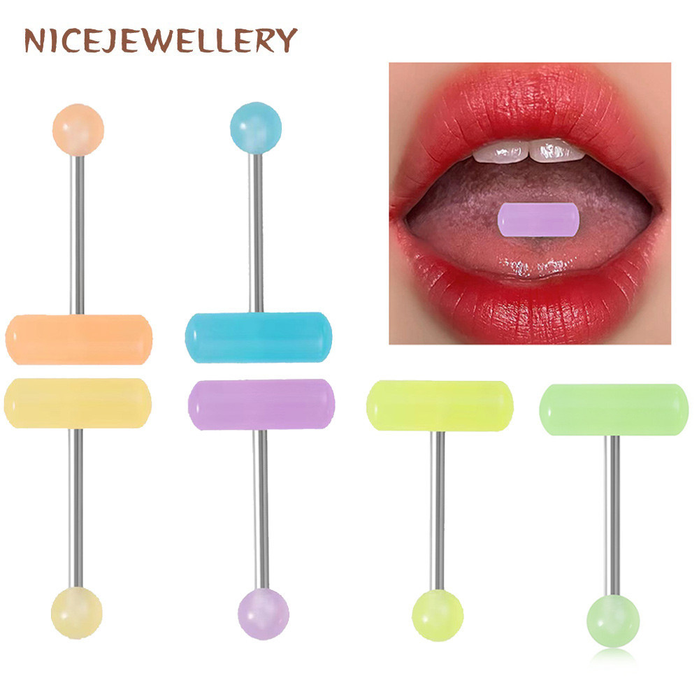 1 PC Acrylic Tongue Piercings 14G Stainless Steel Lip Piercings Anti ...