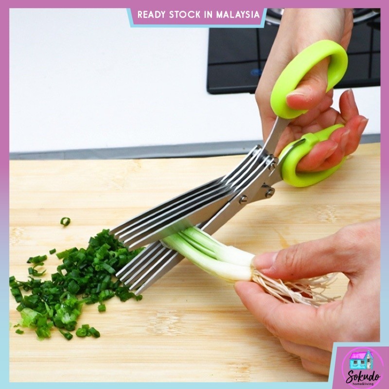 Stainless Steel 5 Blades 3 Blades Multi Purpose Herb Scissors Shear ...