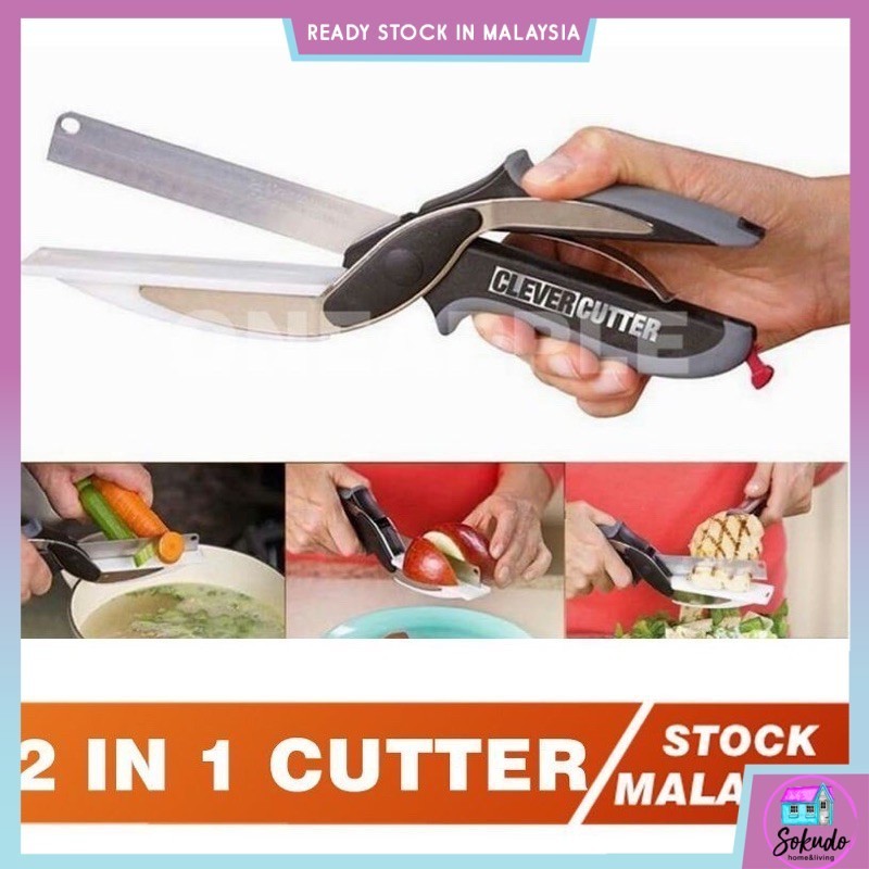Clever Cutter Knife 2 In 1 Kitchen Knife & Scissors Smart Cutter ...