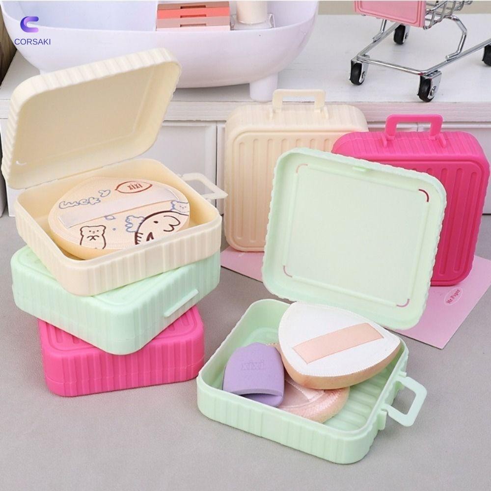 CORSAKI Powder Puff Storage Box, Portable Breathable Empty Box ...