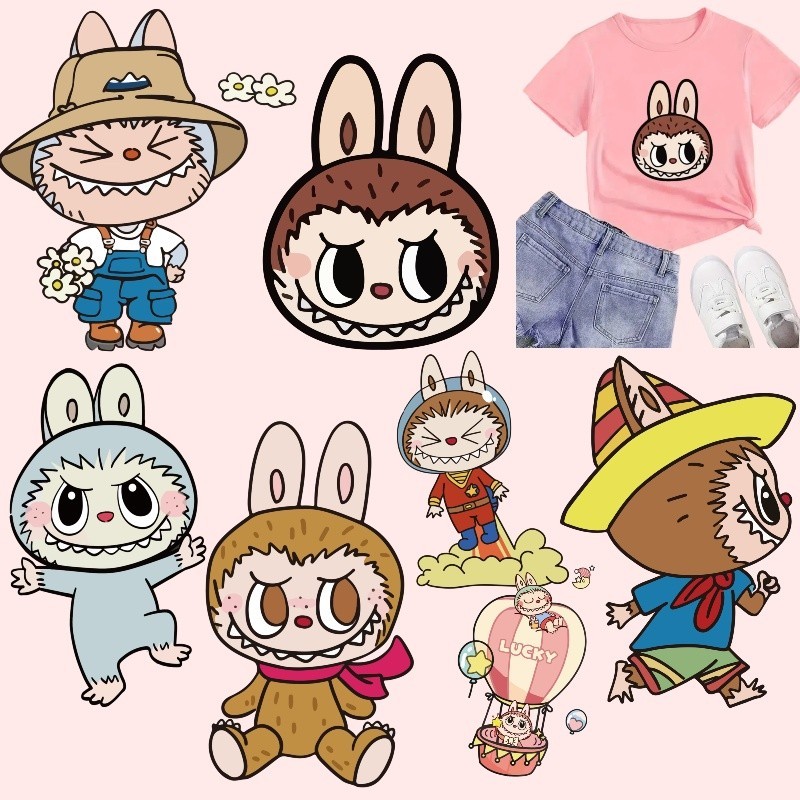 New POPMART Labubu Cartoon Heat Transfer Printing Hot stamping Sticker ...