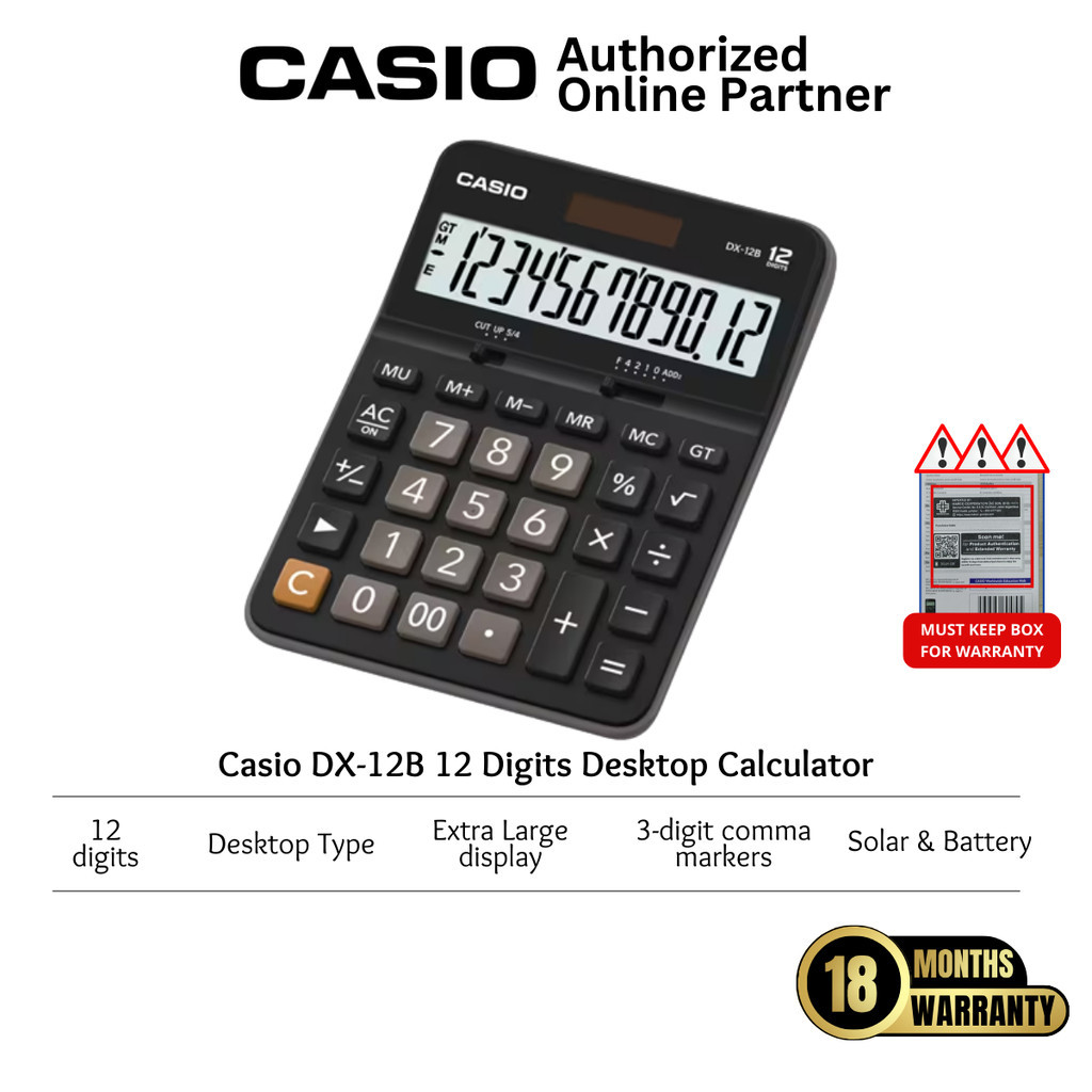 Casio DX-12B Practical Calculators Desktop Type | Shopee Malaysia