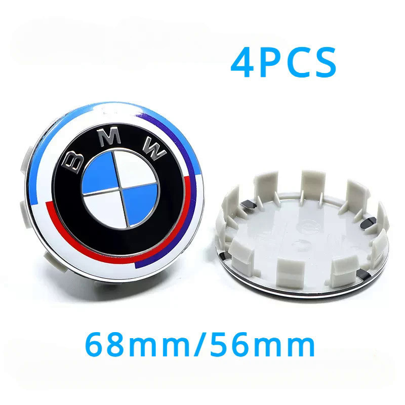 4PCS BMW 50 Years Emblems 56mm & 68mm Wheel Center Hub Caps Hub Cap ...