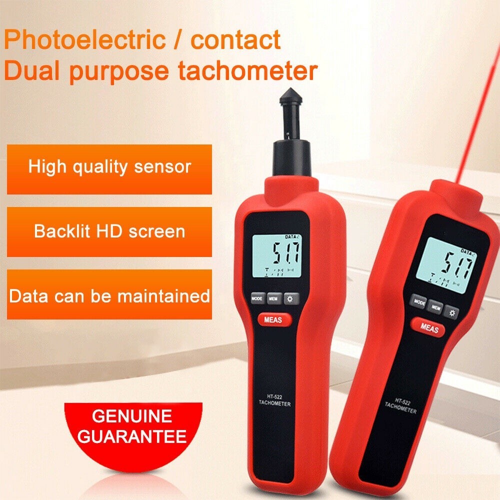 Portable Digital Tachometer Photoelectric Non-Contact Rev Speed Meter ...