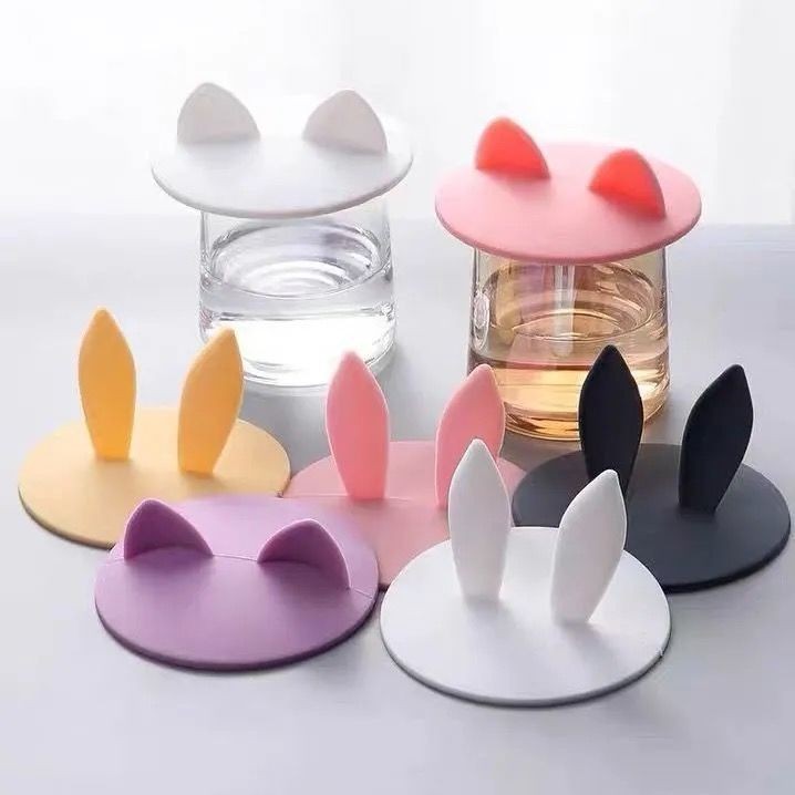 Silicone Dust Round Cup Lid Cartoon Mug Lid Cat Ear Rabbit Ear Water ...