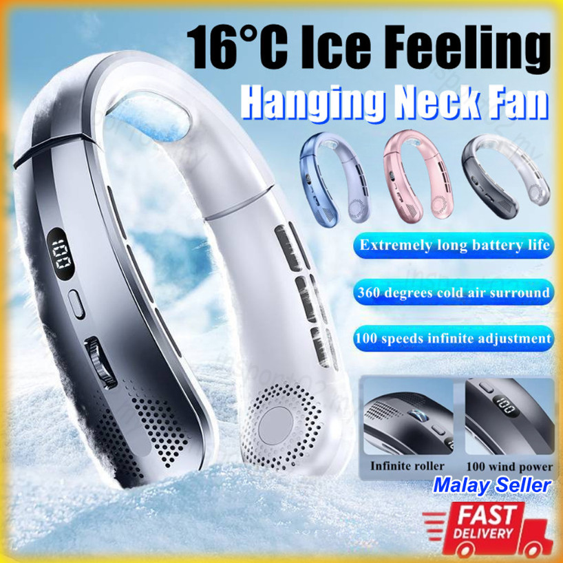 100 Level Portable Neck Fan High-Speed USB Rechargeable Mini Wireless ...