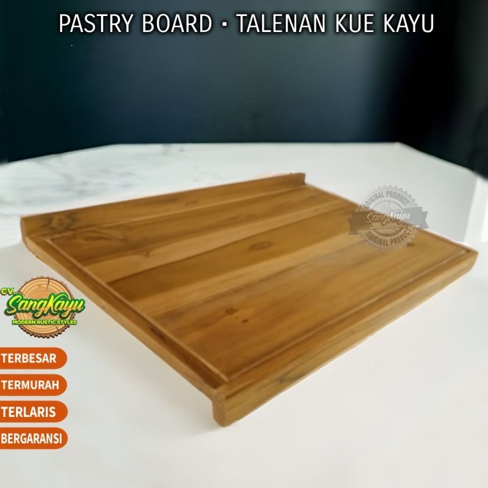 KAYU Pastry board Cake Dough Cutting board 40x40 Genuine Teak Wood line ...
