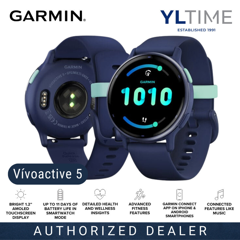 [2 Years Warranty] Garmin Vivoactive 5 Blue - AMOLED GPS Smartwatch ...
