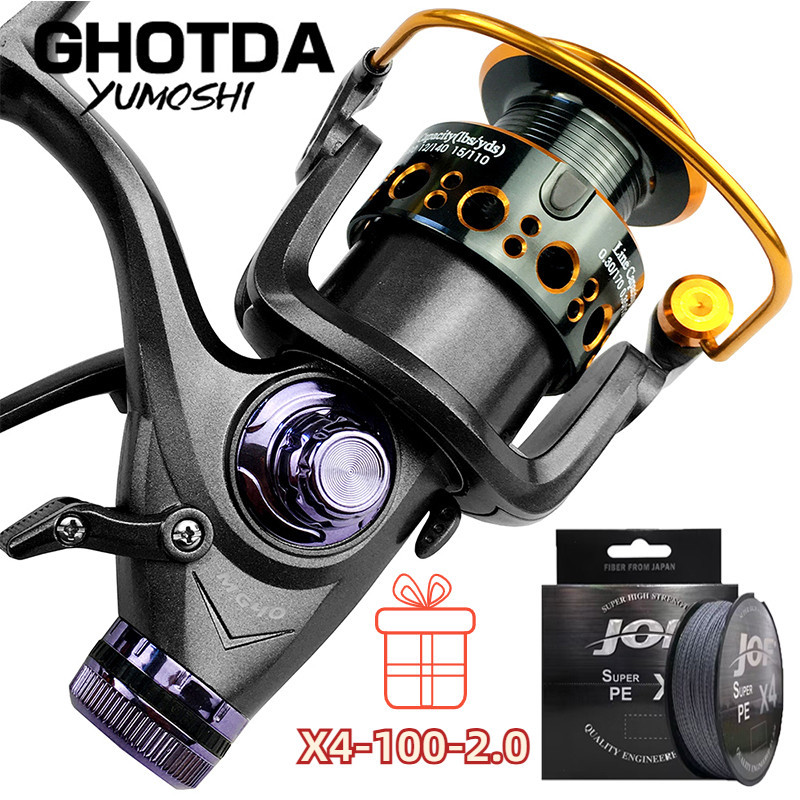 Front Rear Double Brake Spinning Fishing Reel Large Capacity Metal ...