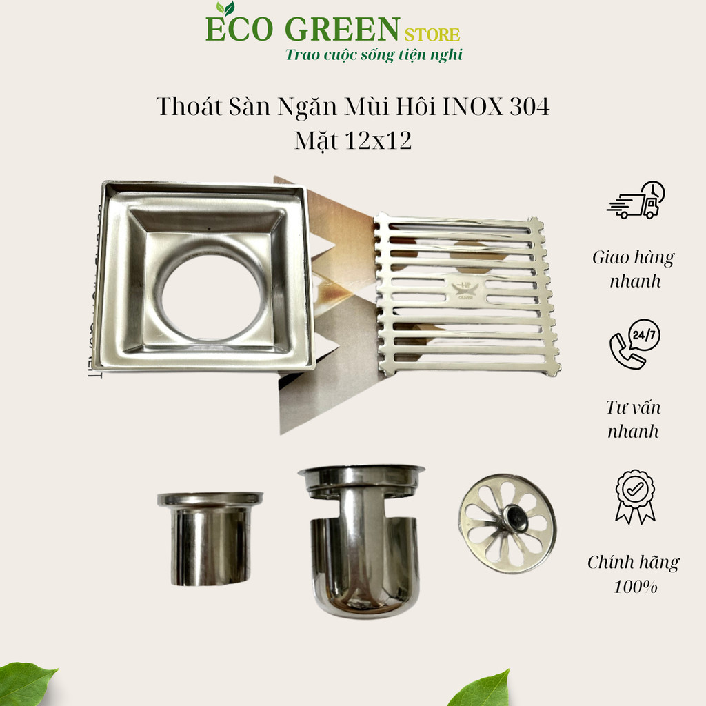 304 Stainless Steel Anti-Odor Floor Drain, 12x12 Surface, Bathroom ...