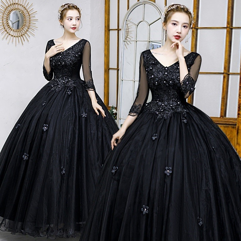 2024 New Stage Performance Dress Fashion Mid Sleeve V-neck Lace ...