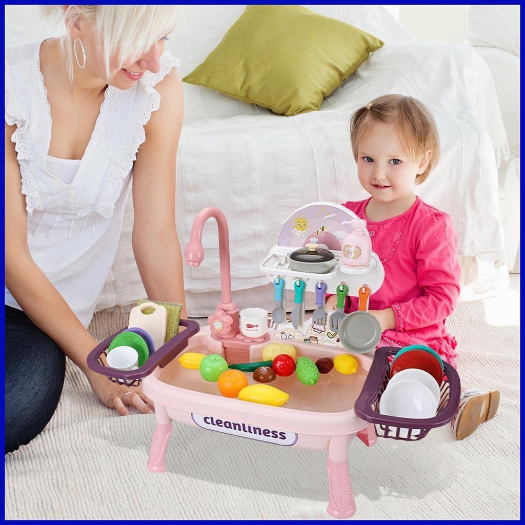 Kitchen Sink Toy for Kids Electric Faucet Sensory Dishwasher Playing ...