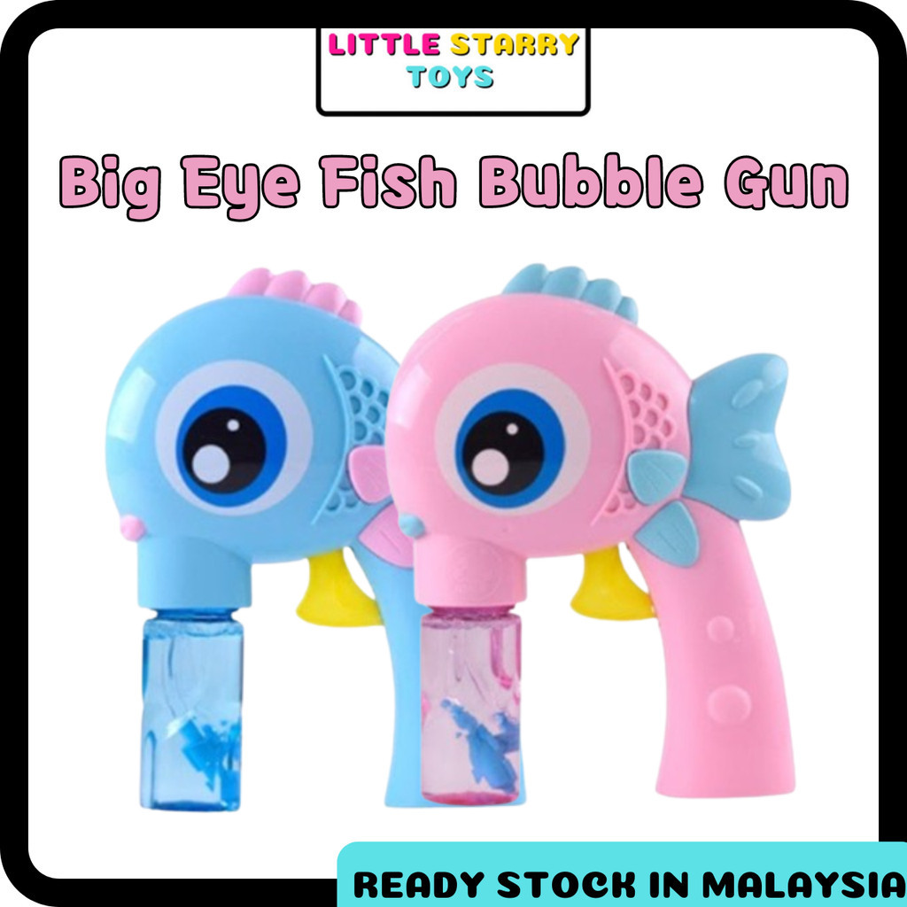 Ready Stock !!! Big Eye Fish Manual Press Bubble Gun Outdoor Refillable ...
