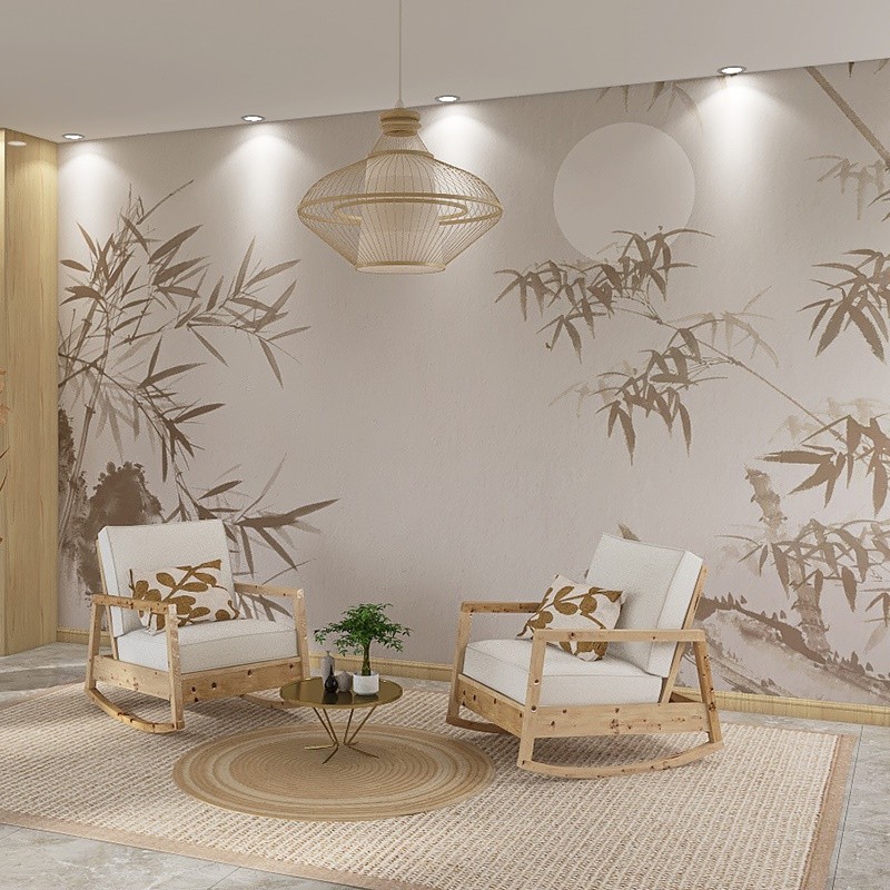 Kertas Dinding Buluh Dakwat Gaya Cina Baharu Kertas Dinding Mural ...