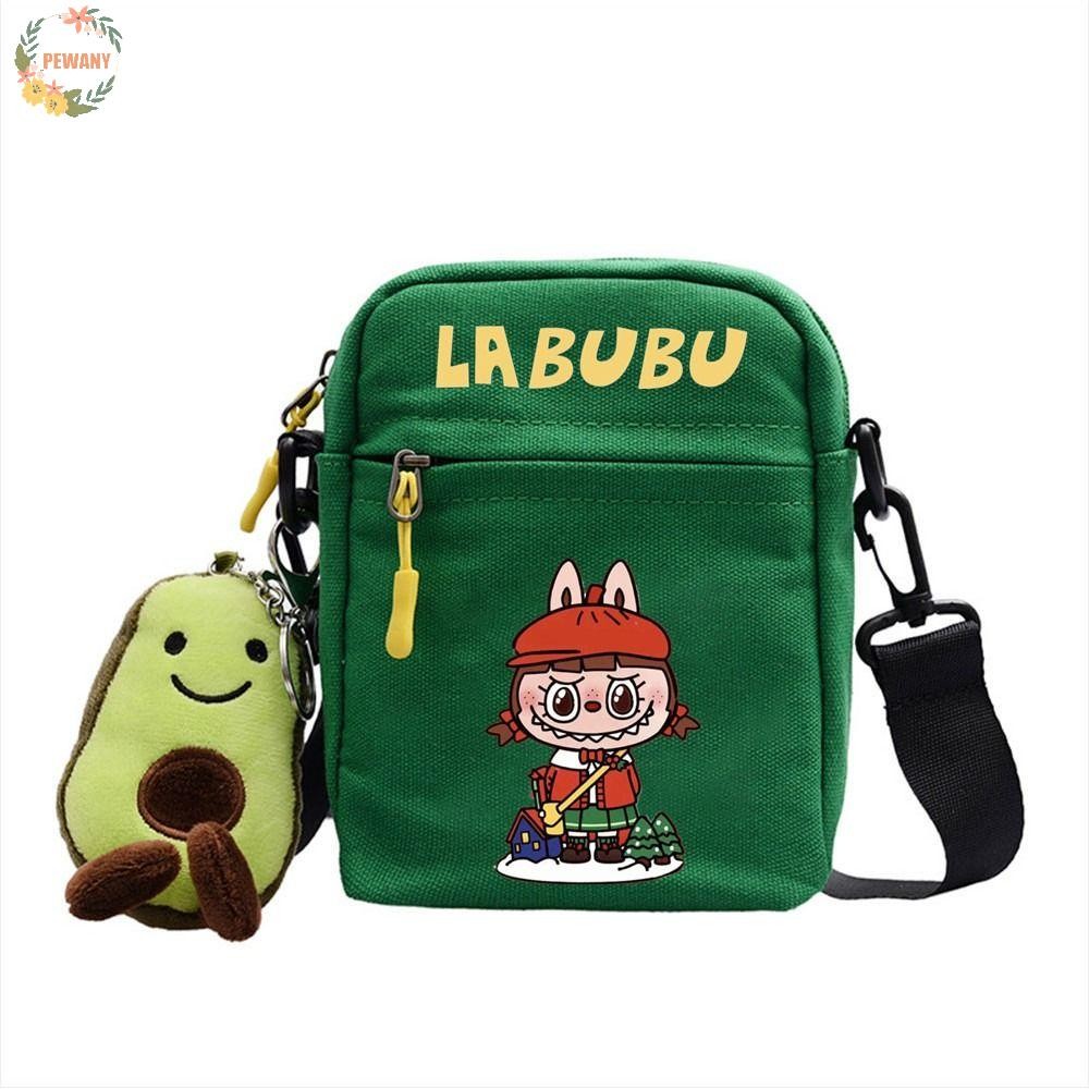 PEWANY Labubu Shoulder Bag, Simple Avocado Pendant Canvas Crossbody Bag ...