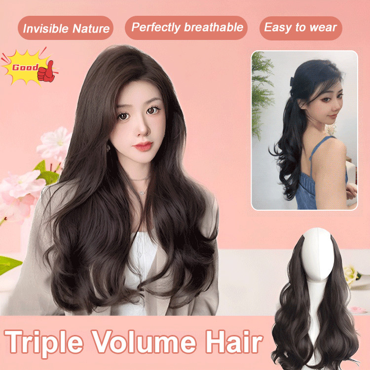 wig piece invisible no trace patch long hair simulation big wave curly ...