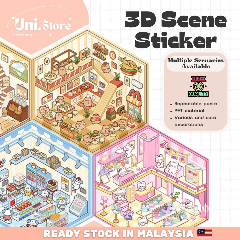 Umi [Shop Series] 3D Cartoon Scene Diy Sticker Furniture 3 Sheets ...
