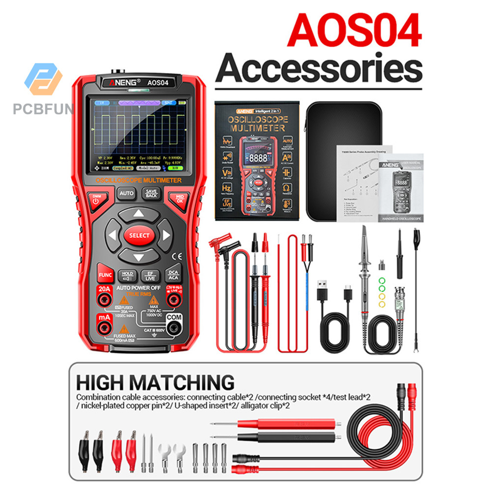 Pcbfun ANENG AOS04 Handheld Oscilloscope Multimeter Digital 50MS/s ...