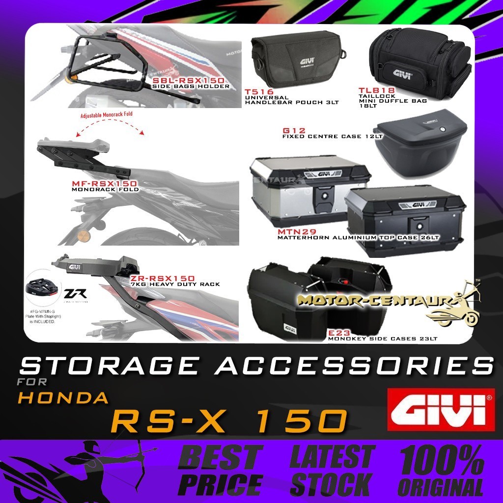 GIVI HONDA RSX RS-X RSX150 CR/MF/MV/MRV/HRV/HRX/ZR RACK (W/BRAKE LED ...