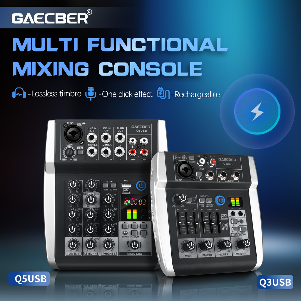 Audio Mixer Small Rechargeable for Microphone Amplifier Speaker Karaoke ...