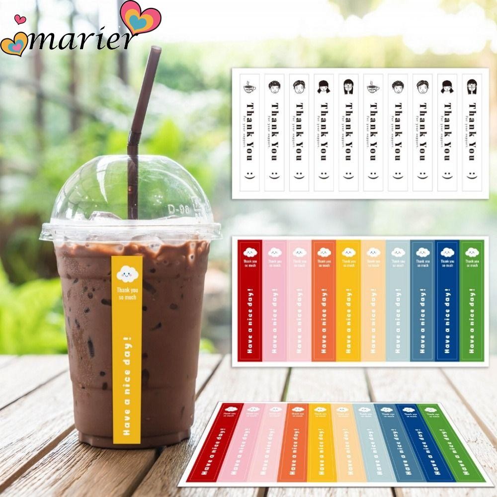 MARIER 100Pcs/10 Sheets Seal Label, Water Bottle Coffee Rectangle Milk ...