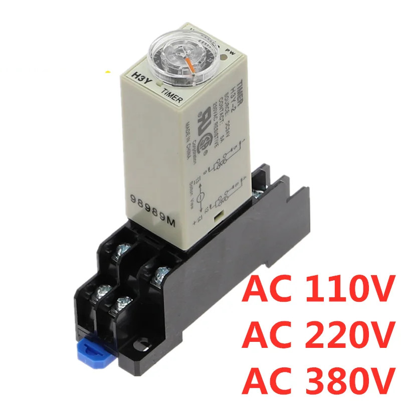 H3Y-2 DPDT Timer Relay 110V 220V 380V AC 5S-30M w/ Socket Base | Shopee Malaysia