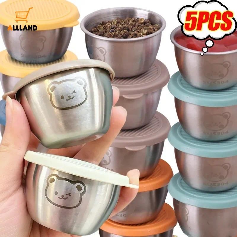 Cartoon Bear Stainless Steel Sauce Cup Pepper Condiment Container with ...